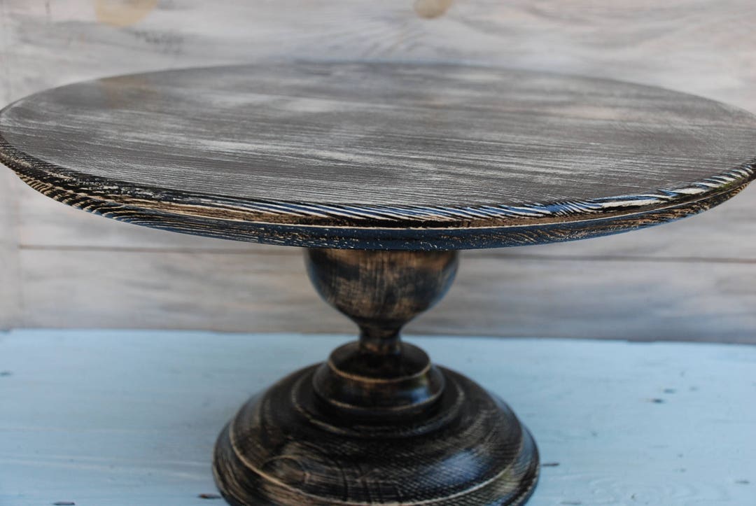 Wooden Cake Stand, Shabby Chic Cake Stand,black Stand,cake Stand,large ...