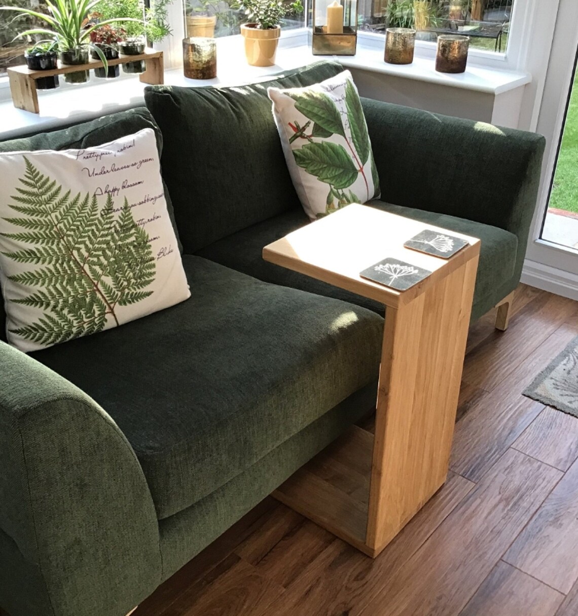 Oak Sofa Side Table Chair Arm Rest Table Rustic Stylish - Etsy