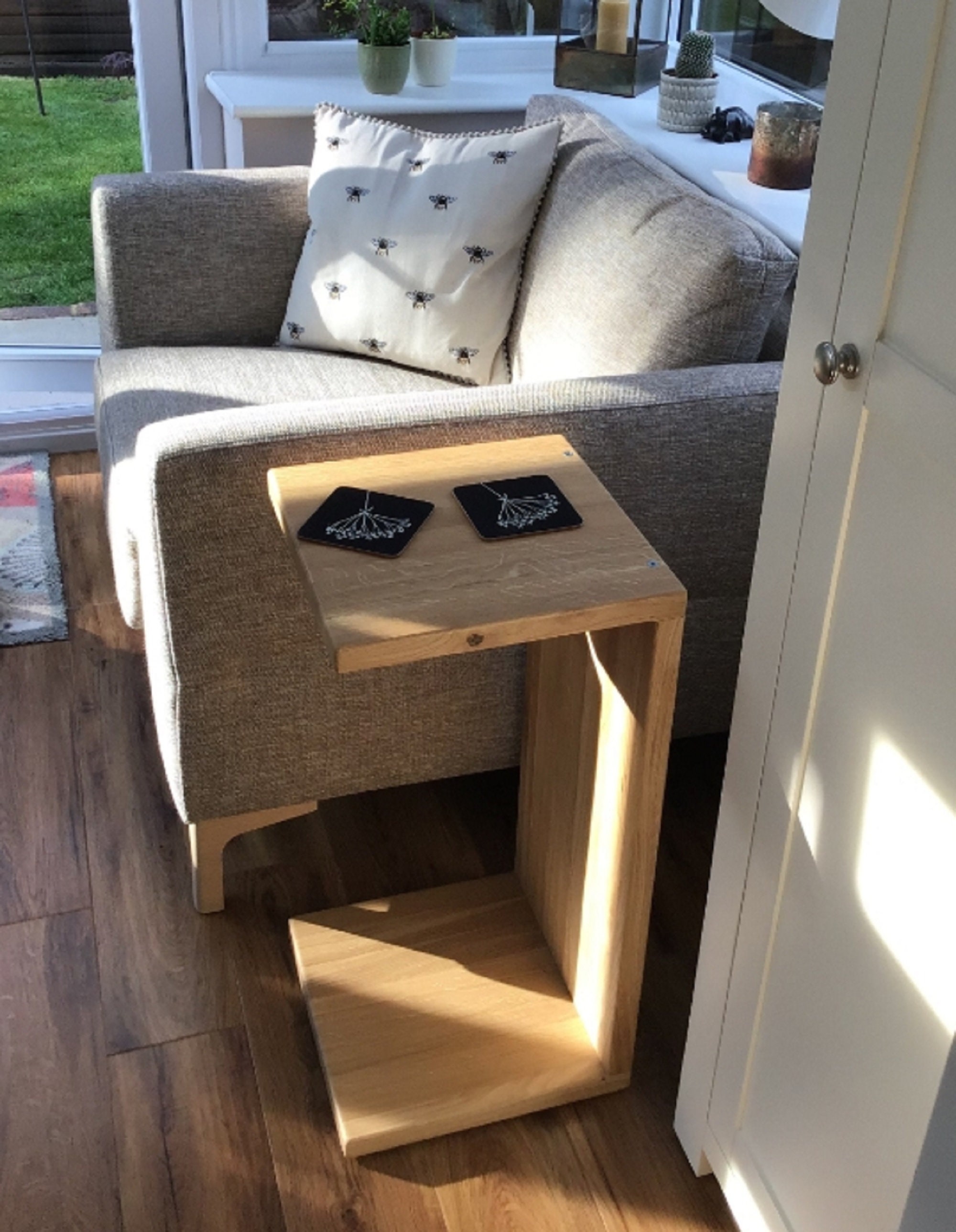 Oak Sofa Side Table Chair Arm Rest Table Rustic Stylish - Etsy UK