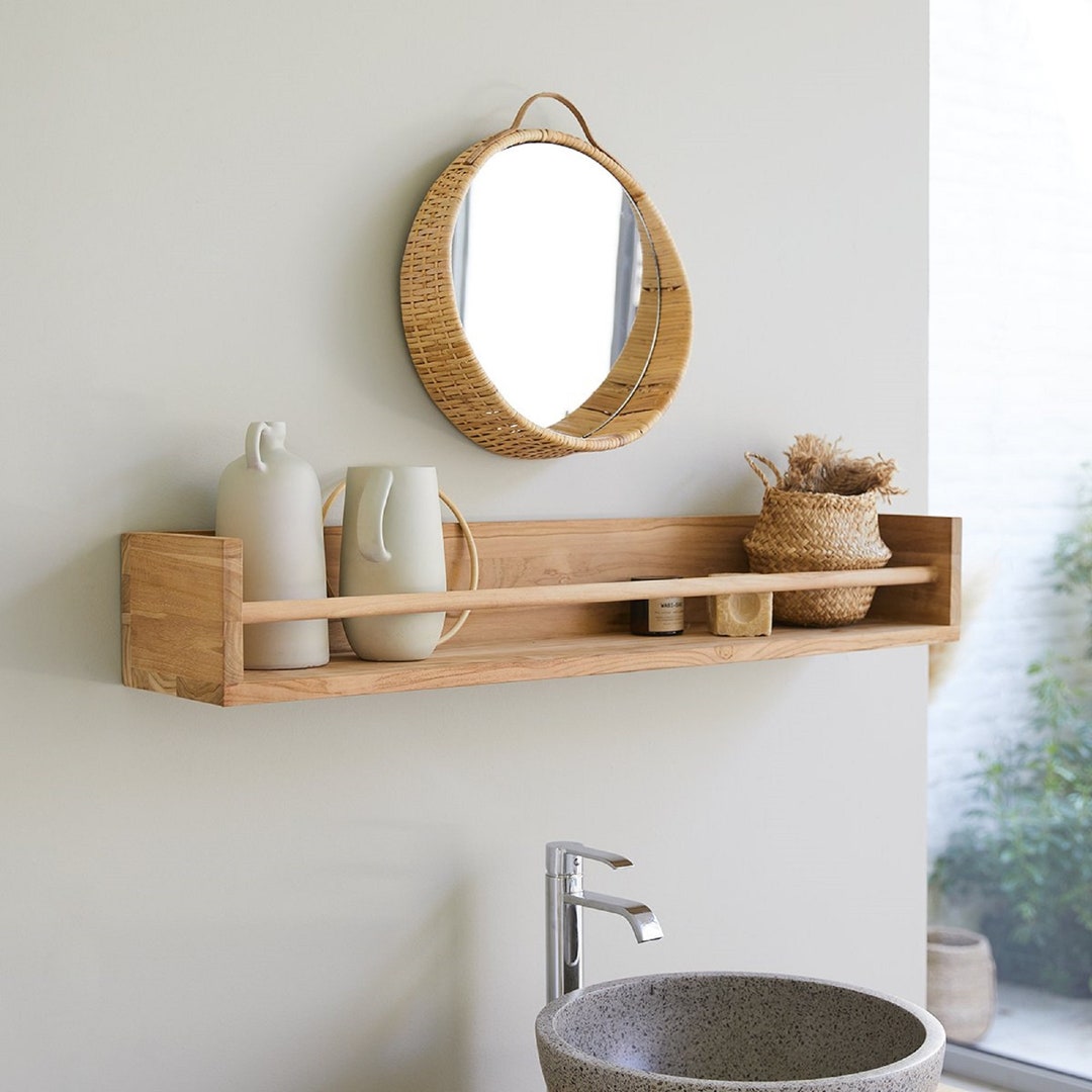 Oak Wall Shelf, Oak Bathroom Shelf, Shampoo Rack, Oak Shelf, Oak Wall ...