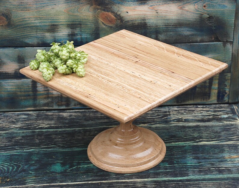 12 Inches Oak Square Cake Stand Square Serving | Etsy