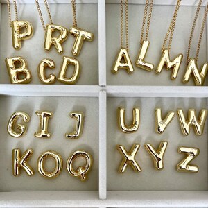Bubble Initial Necklace, Bubble Initials, Gold Initial, Diamond ...