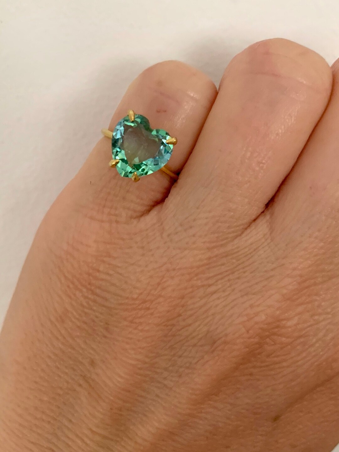 Blue Green Tourmaline Ring Blue Green Heart Ring Blue - Etsy