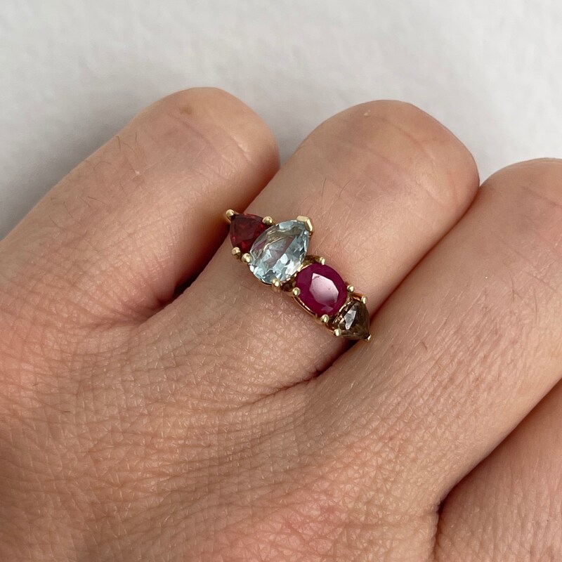 Aquamarine Ruby Ring - Etsy