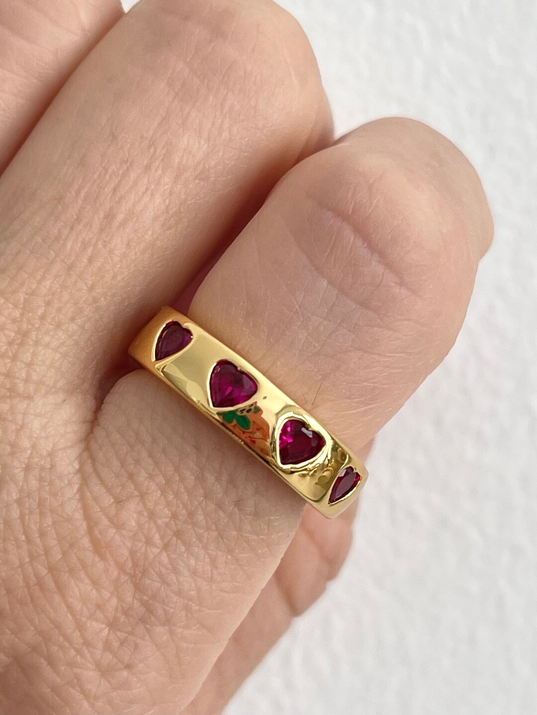 Ruby Band, Ruby Heart Band, Gold Band, Gold Ruby Ring, Gold Ruby Band ...