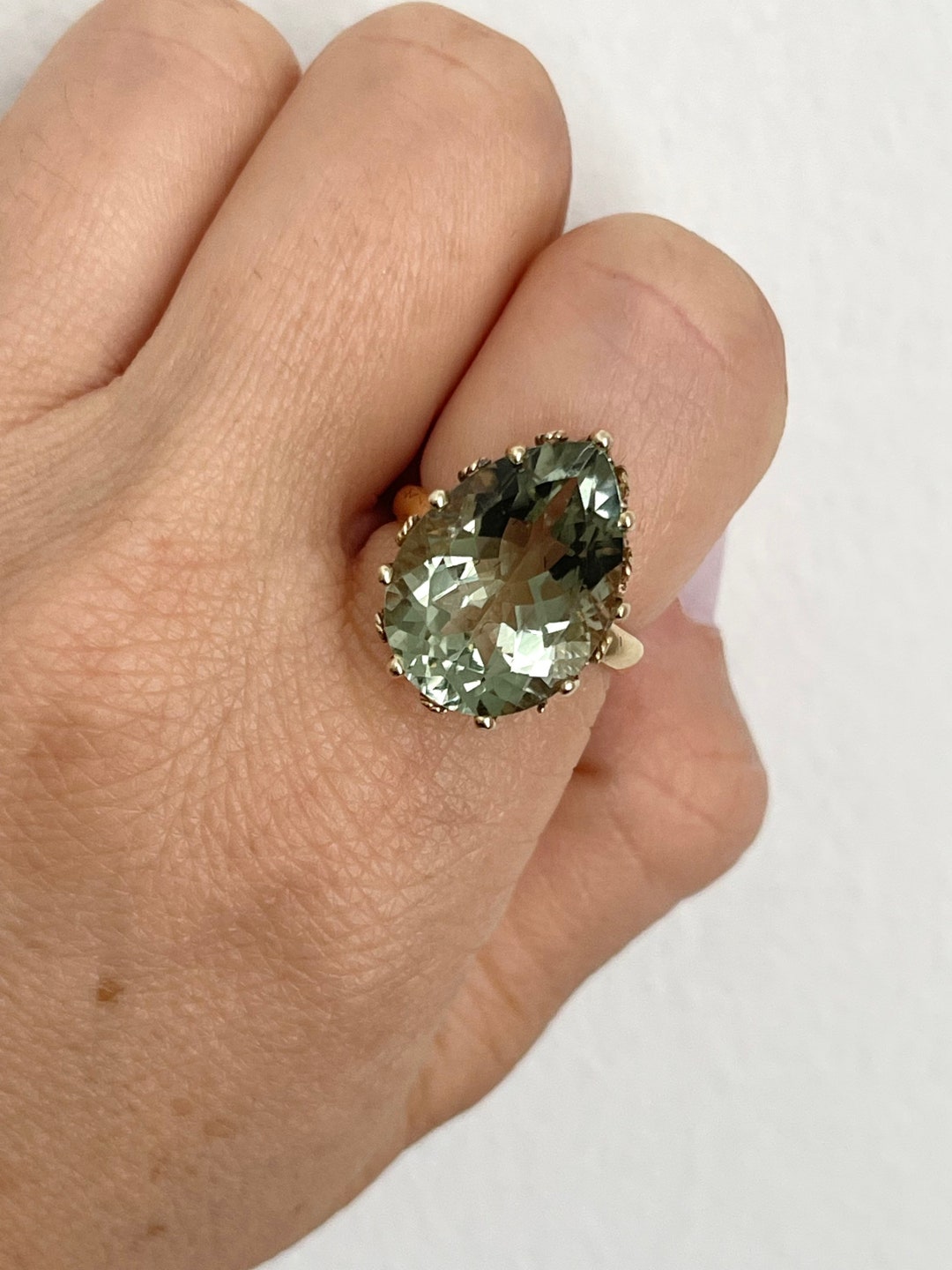 Prasiolite Ring, Prasiolite 14k Ring, Vintage Prasiolite Ring, Green ...