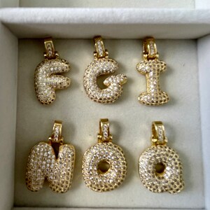 Bubble Initial Necklace, Bubble Initials, Gold Initial, Diamond ...