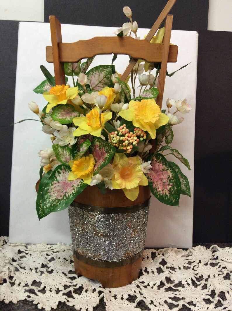 Repurposed Asian Water Bucket Silk Flower Arrangement - Etsy
