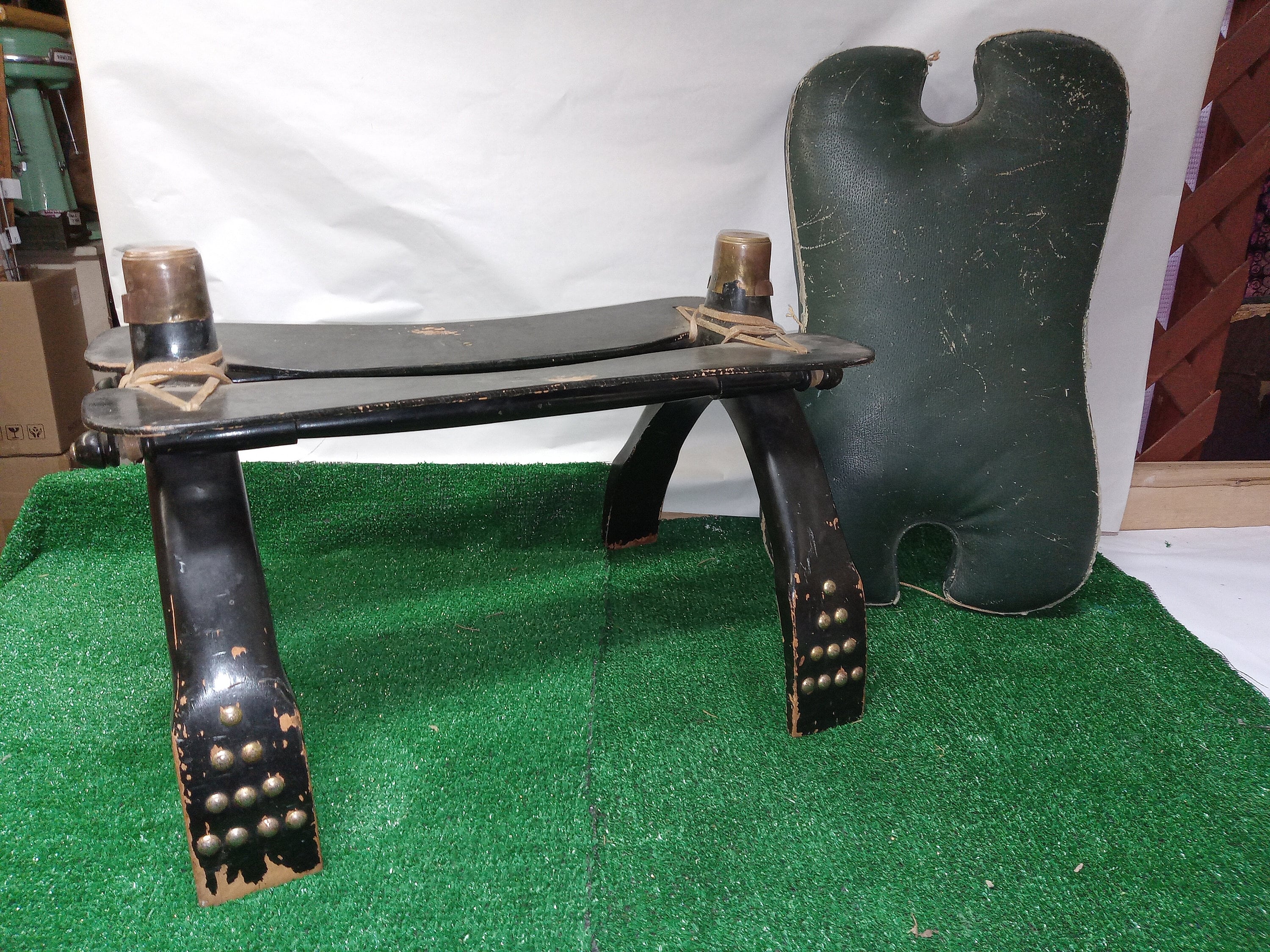 Vintage Middle Eastern Camel Saddle/foot Stool - Leather, Wood ...