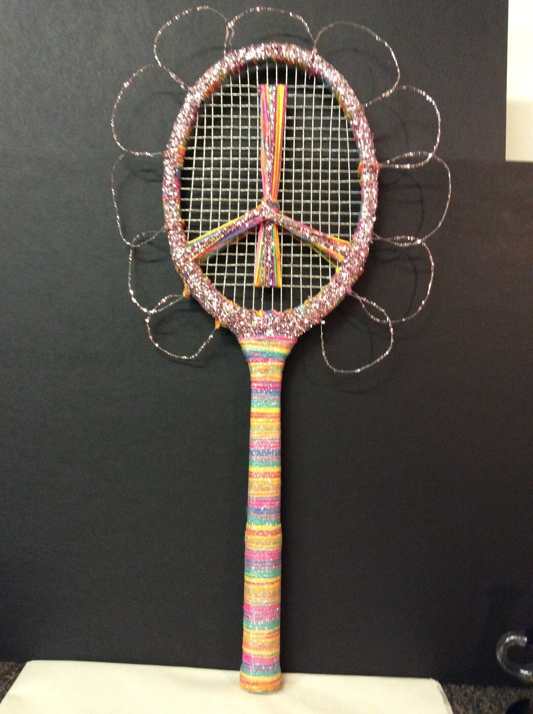 Peace Flower Repurposed Racket - Double Sided - Multi-color - New ...