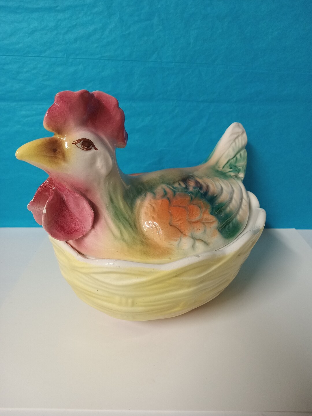 Vintage Ceramic Chicken on a Nest - Italy - Minor Flaws - (NBPE#2086 ...