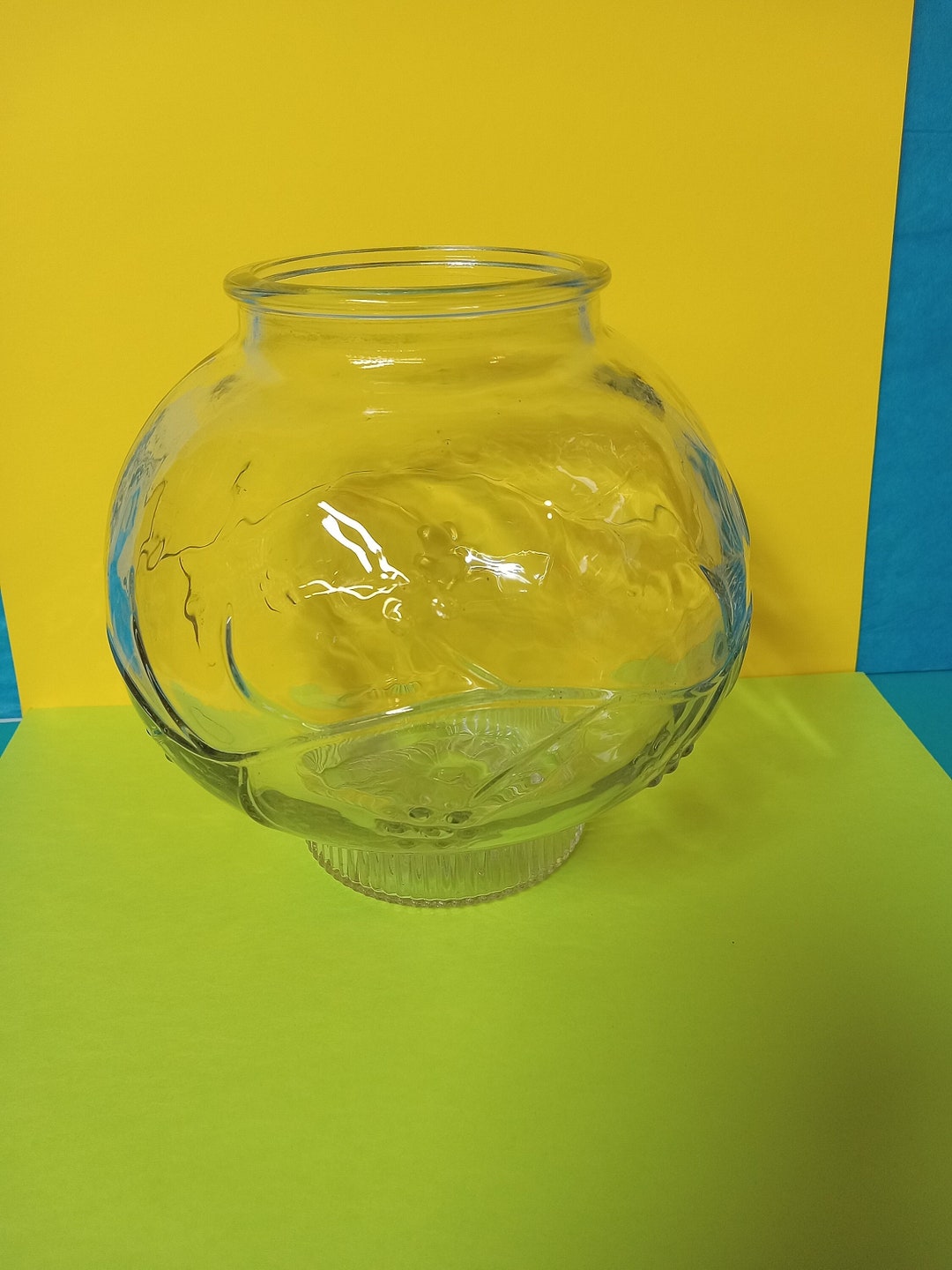 Vintage Clear Glass Light Cover - Mint - Vines and Flowers - (NBPE#1416 ...