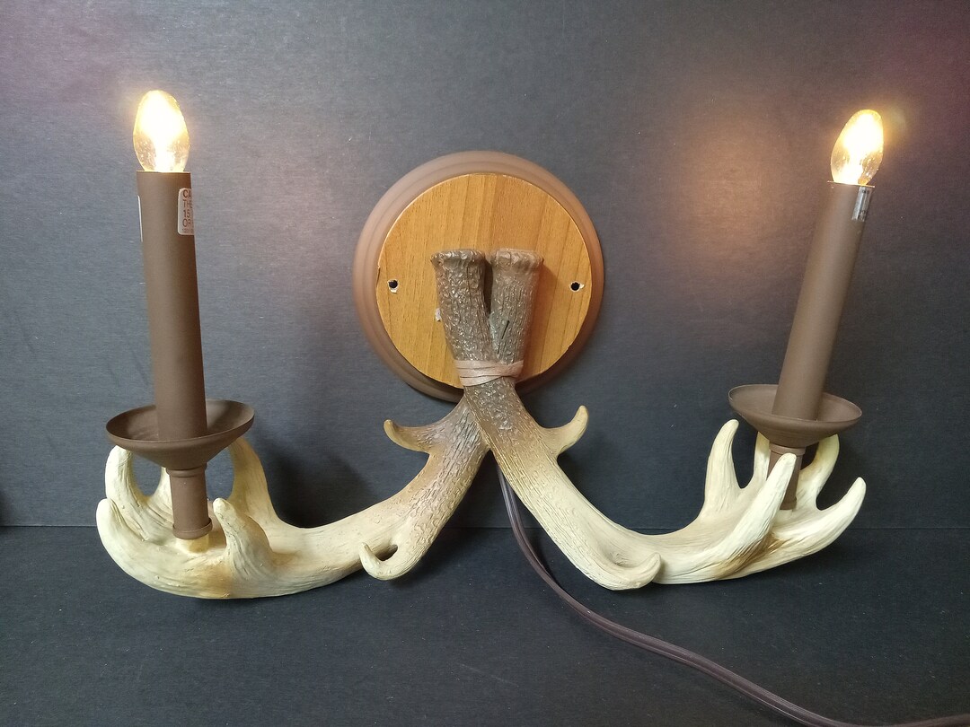 Wall Mount Faux Antler Light - Working - (NBPE#2480) - Etsy