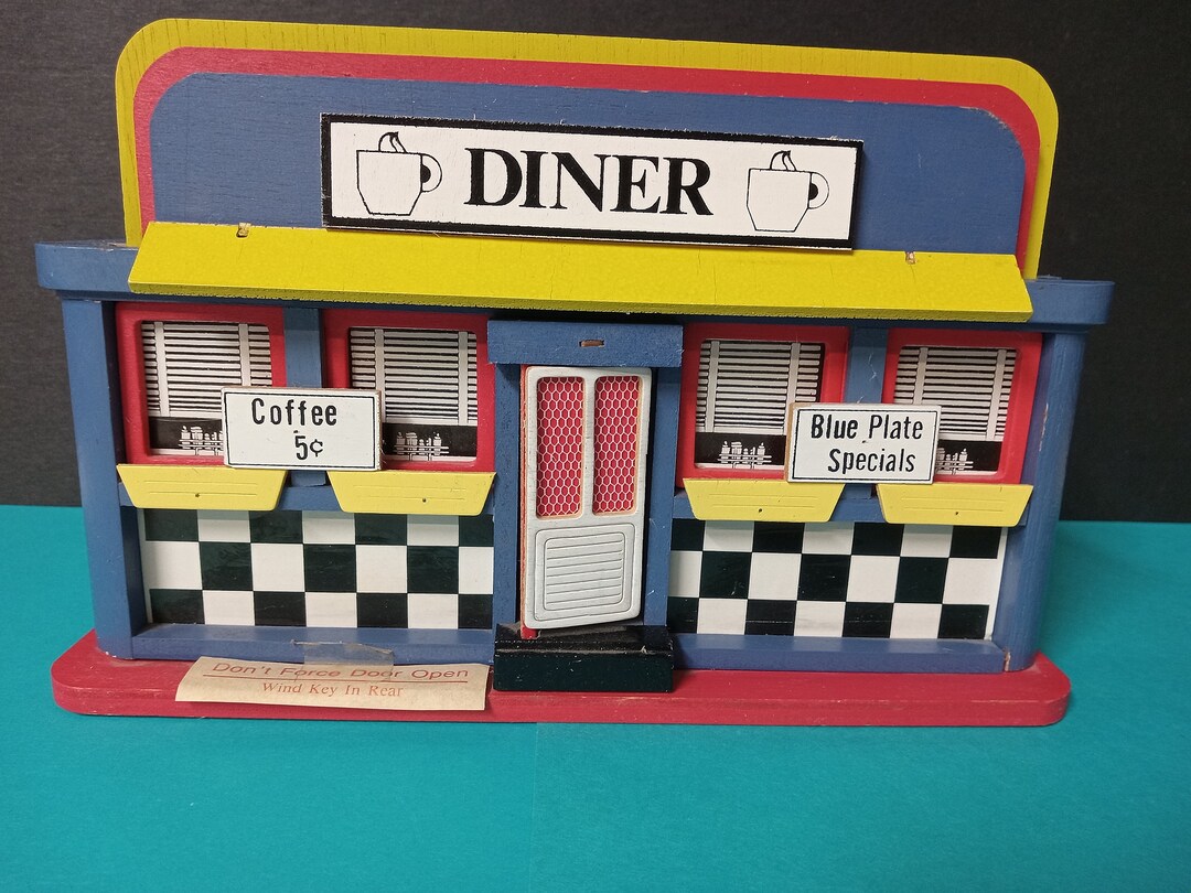 Vintage Wooden Diner Music Box Let's Have Another Cup of Coffee Works ...