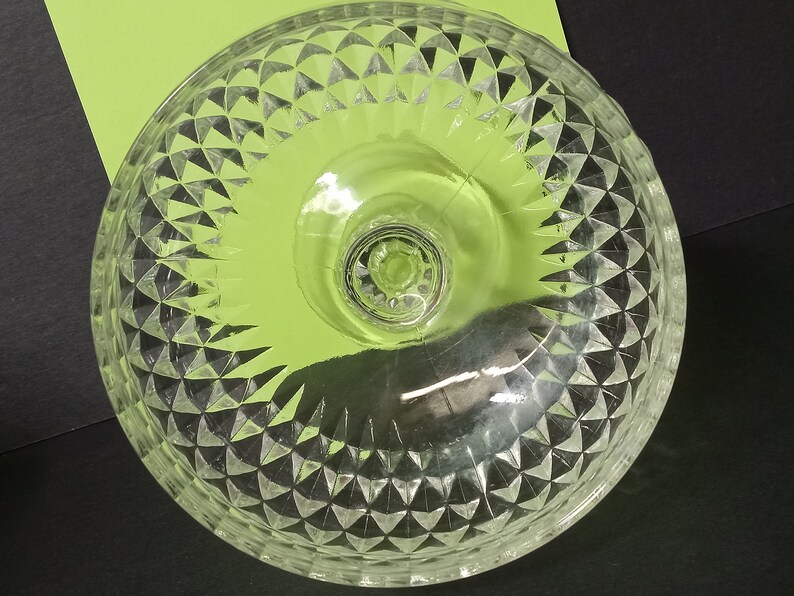 Vintage Pressed Clear Glass Pedestal Diamond Point Dish - Mint - (NBPE ...