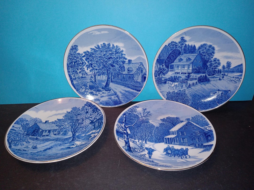 Set - 4 - Vintage Currier & Ives Homestead Decorator Plates - Mint ...