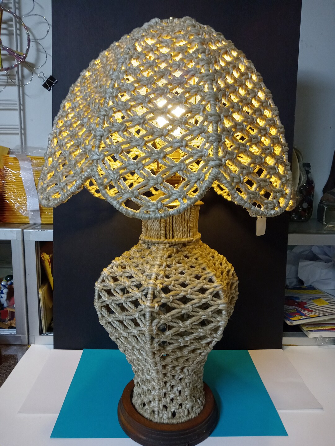 Natural Macrame Table Lamp - Boho Home Decor (30" Tall) - Etsy