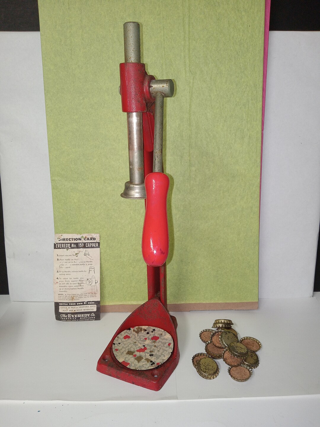 Everedy No. 150 Vintage Bottle Capper Heavy Cast Red Handled NBPE2003 ...