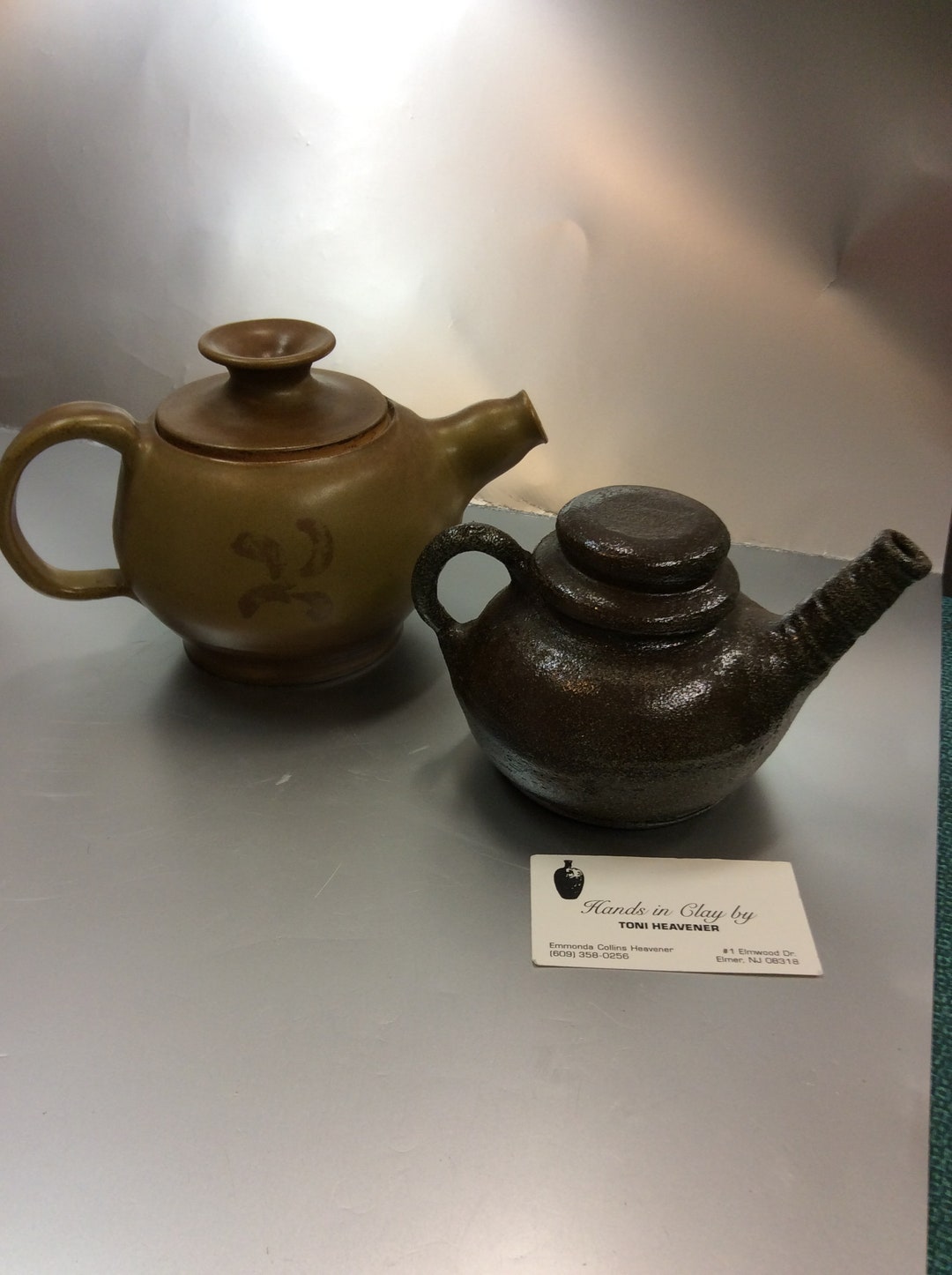 Hand Made Clay Tea Pots, Tan - Brown - Both Marked 2 Vintage (NBPE#245 ...