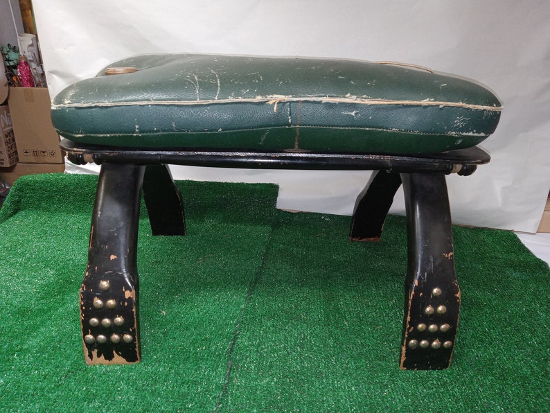 Vintage Middle Eastern Camel Saddle/foot Stool - Leather, Wood ...