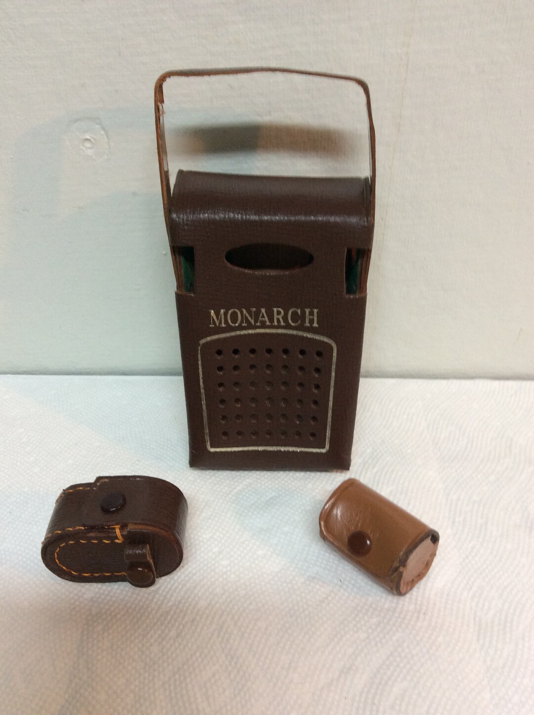Monarch Leather Transistor Radio Cover and 2 Ear Plugs With Leather ...
