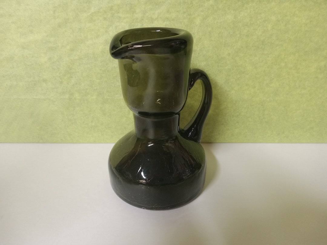 Small Hand-blown Fat Bottomed Glass Pitcher - Dark Green - Mint - (NBPE ...