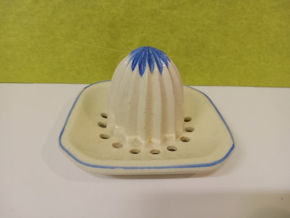 Small Square Ceramic Reamer Juicer Blue and White Mint - Etsy