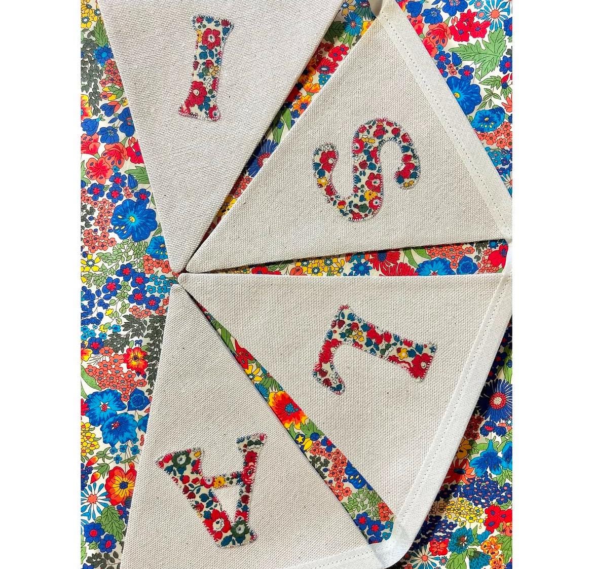 Liberty Name Bunting, Personalised Name Bunting, Handmade Liberty ...