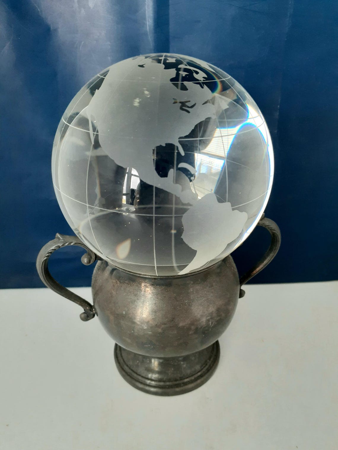 Crystal Clear Sphere World Map Globe Paperweight - Etsy