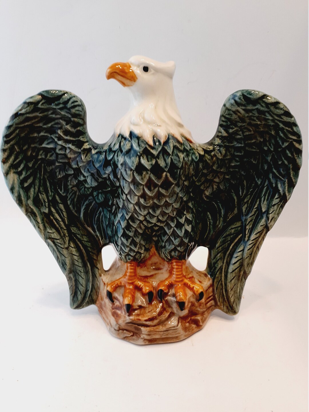Vintage Majolica American Eagle Figurine Ceramic BALD American EAGLE ...