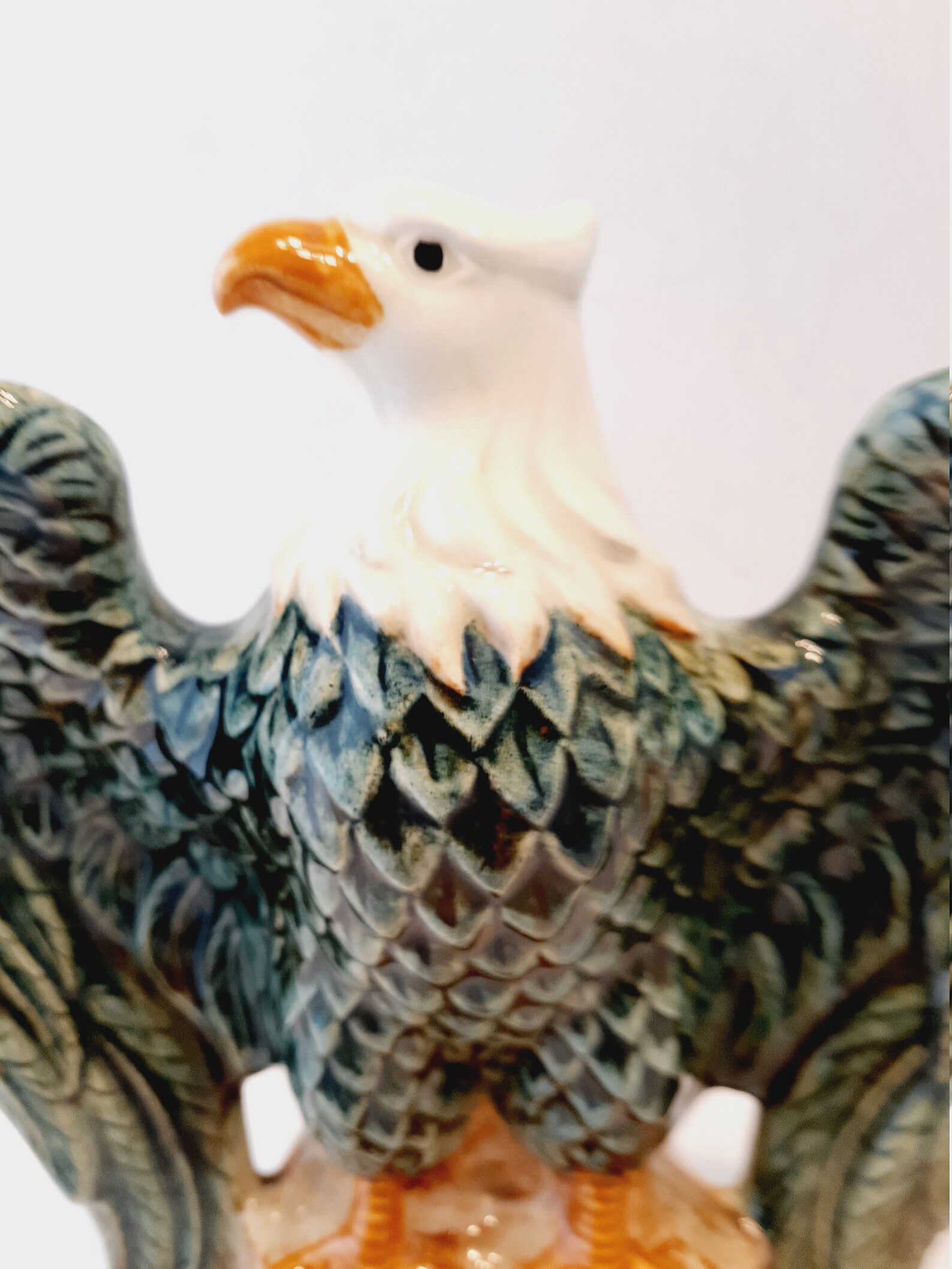 Vintage Majolica American Eagle Figurine Ceramic BALD American EAGLE ...