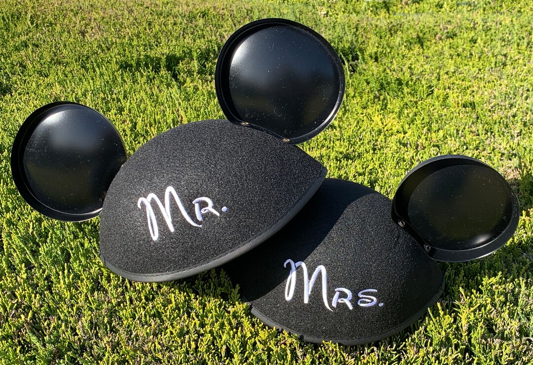 Set of Mr. and Mrs. / Bride and Groom / Ms. / Dr. Mouse Ear Hats for ...