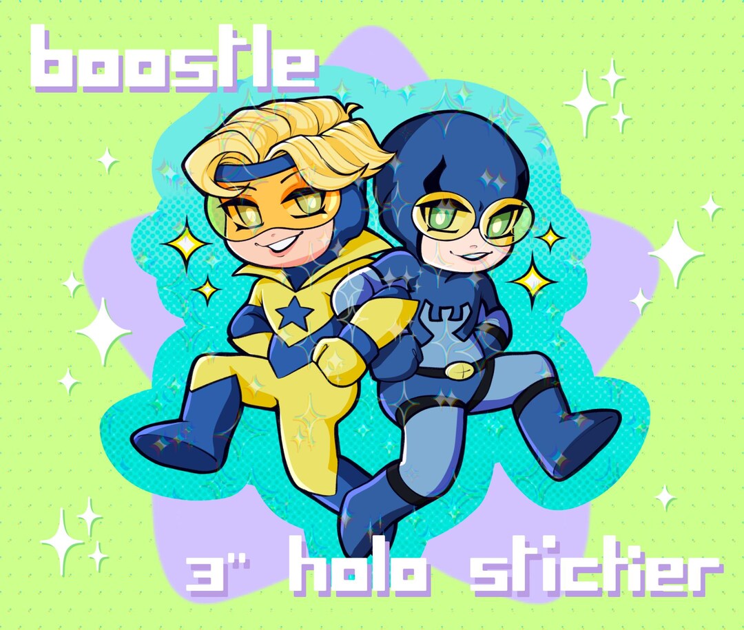 Booster Gold and Blue Beetle 3" Holographic Sticker - Etsy