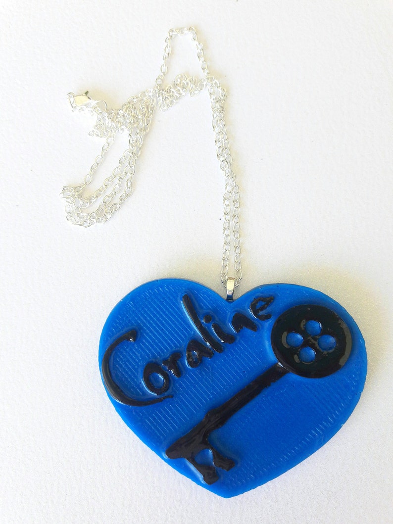 Coraline bouton coeur collier clé ~ inspiré par «cheveux bleus de ...