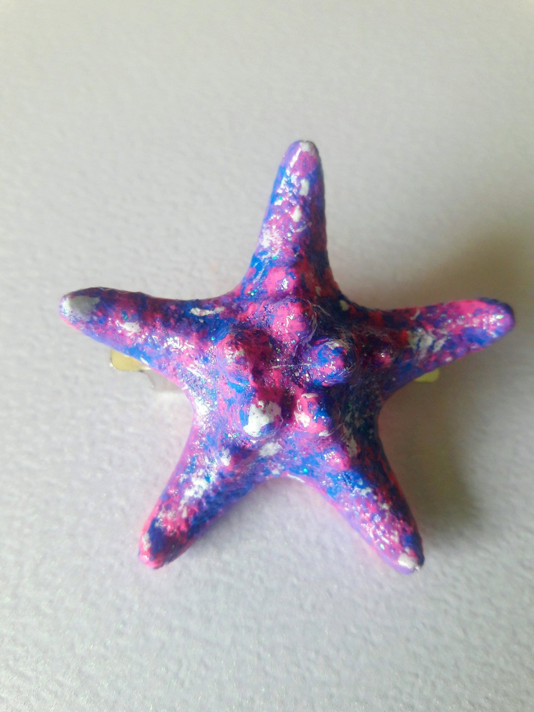 Galaxy Glittered Starfish Barrette - Etsy