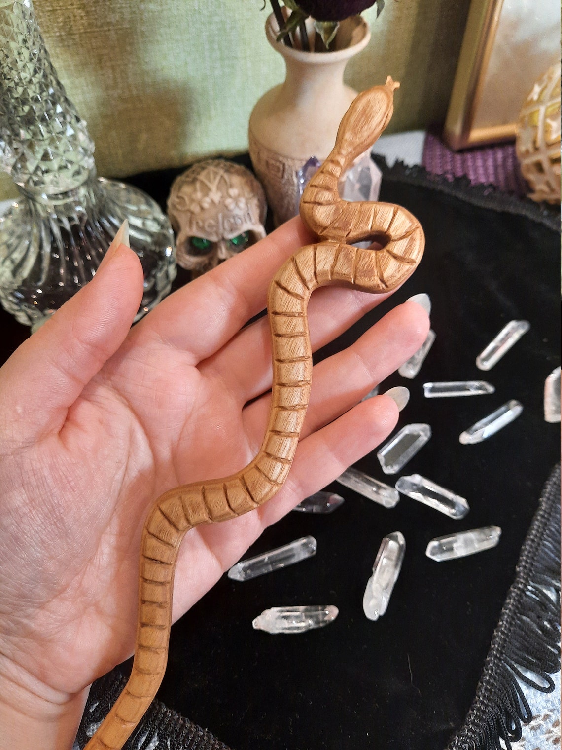 Wooden Magic Wand Serpent Snake | Etsy