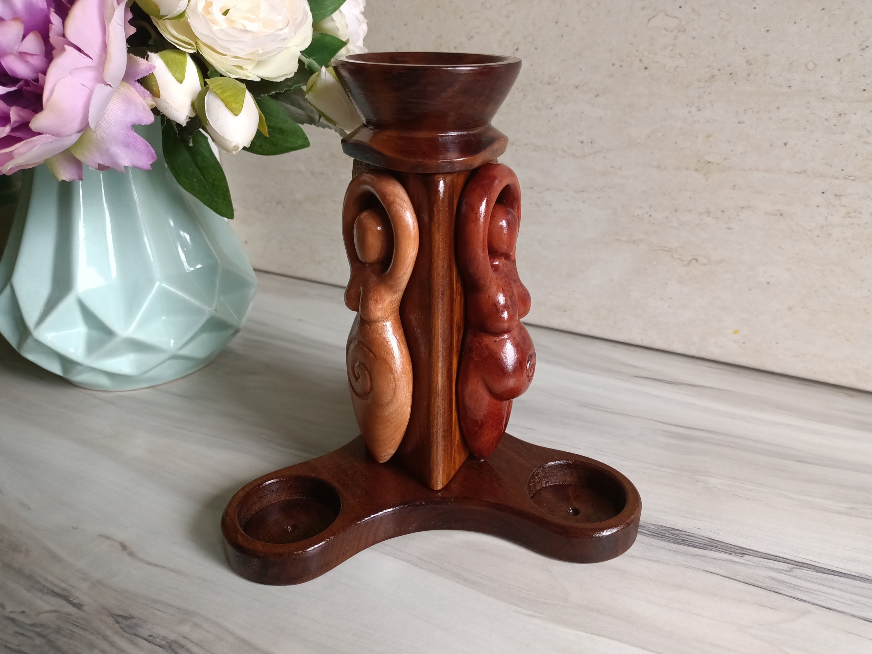 Wooden Wiccan Triple Moon Goddess Maiden Mother Crone Shrine With ...