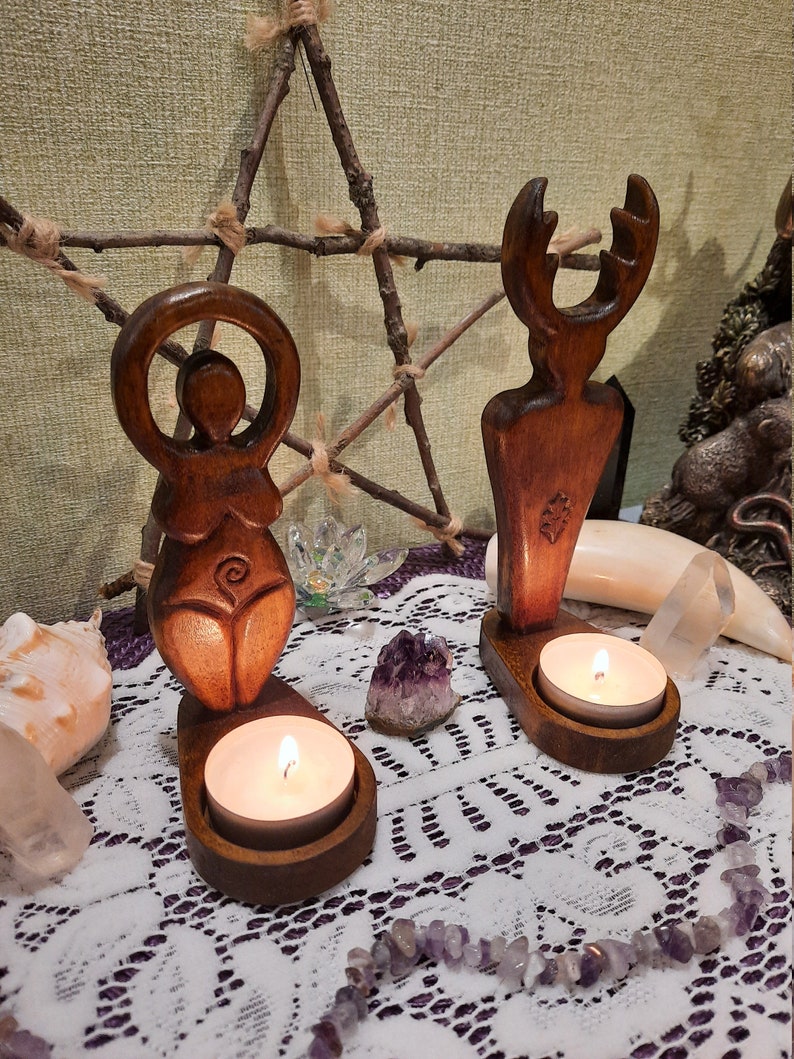 Altar Wooden Fertility Divine Couple Wiccan Pagan Goddess and - Etsy