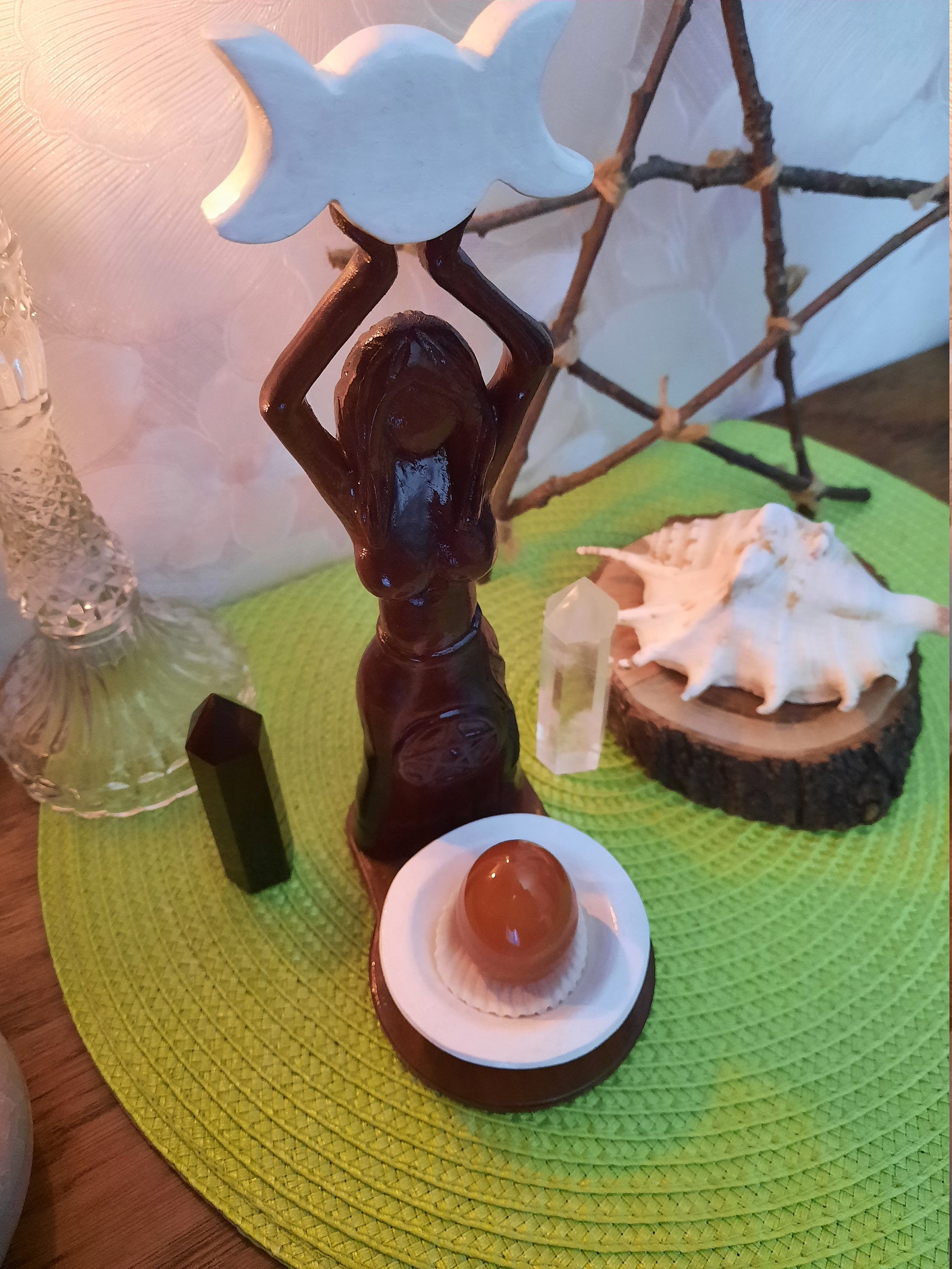 Altar wooden wiccan fertility triple moon mother goddess with | Etsy