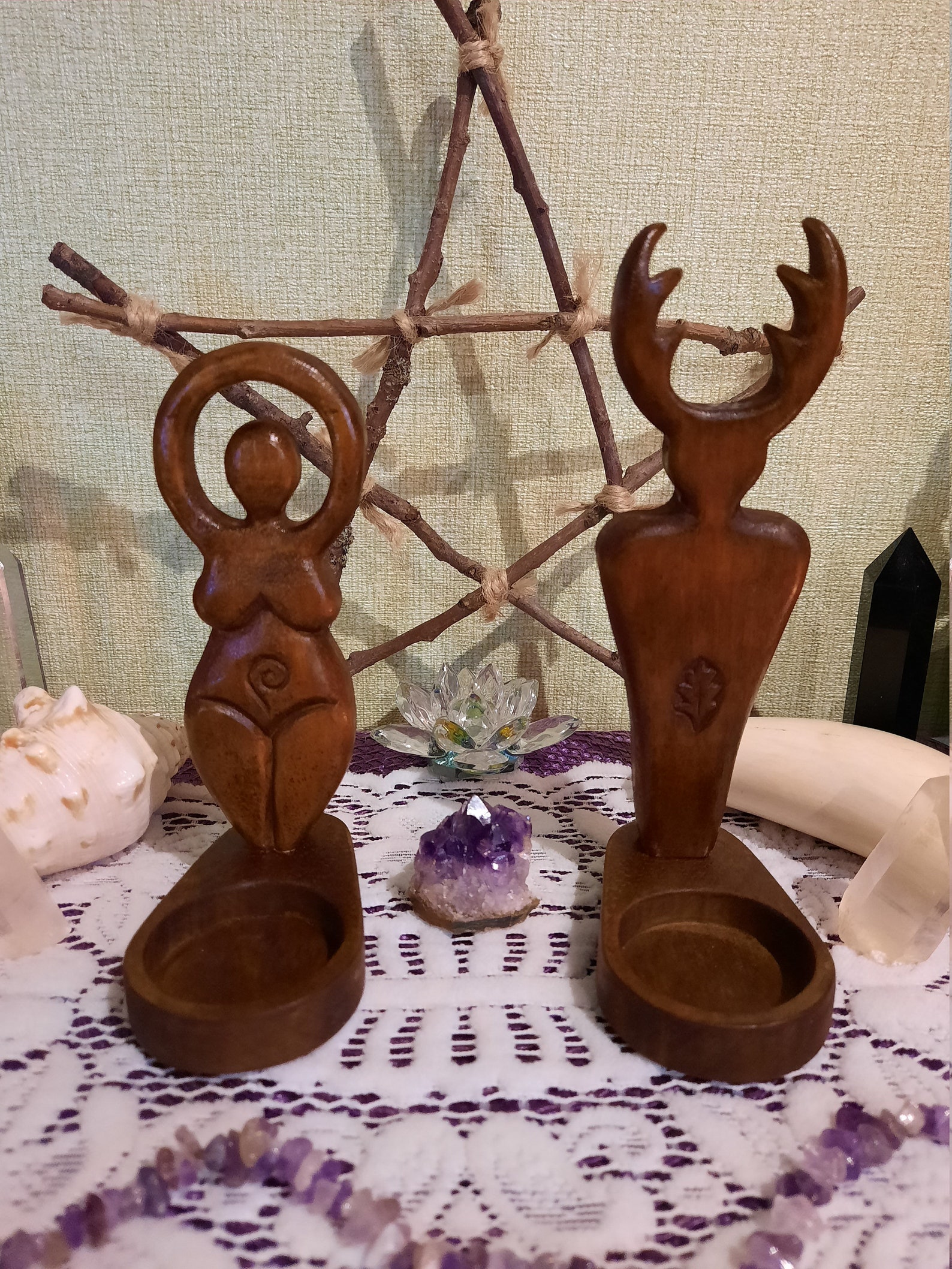 Altar Wooden Fertility Divine Couple Wiccan Pagan Goddess and - Etsy