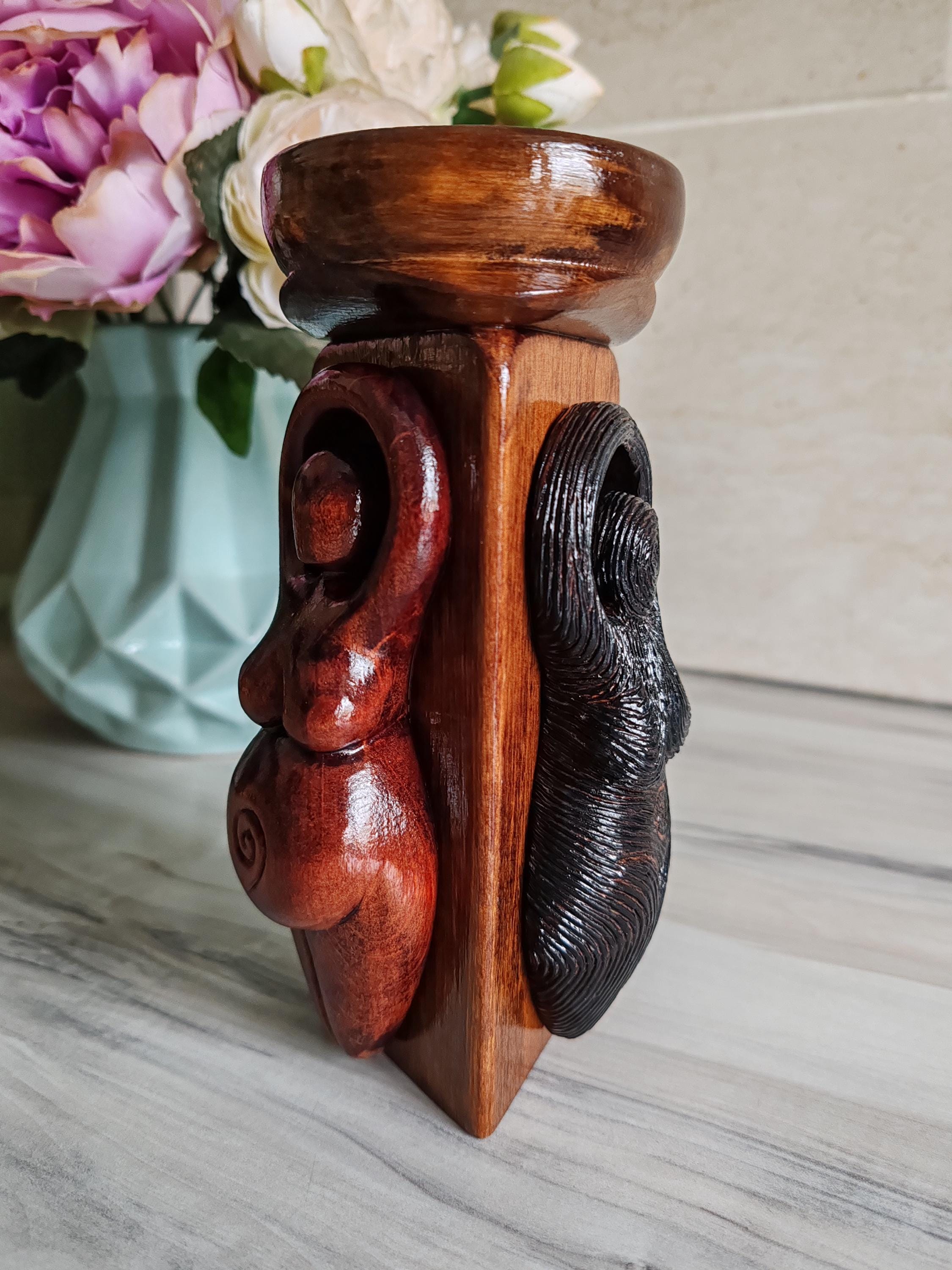 Wooden Wiccan Triple Moon Goddess Maiden Mother Crone Shrine With ...