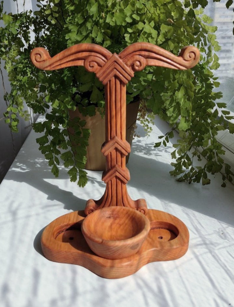 Wooden Altar Irminsul With Candleholders Norse Asatru Viking - Etsy
