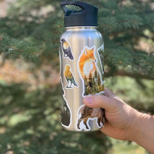 Fox Vinyl Sticker Watercolor Fox Art All Weather Sticker for Tumbler ...