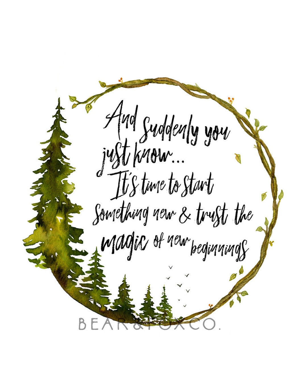 Inspirational Quote, Forest Art, Watercolor Art Print, Magic Quote ...