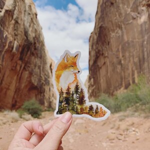 Fox Vinyl Sticker Watercolor Fox Art All Weather Sticker for Tumbler ...