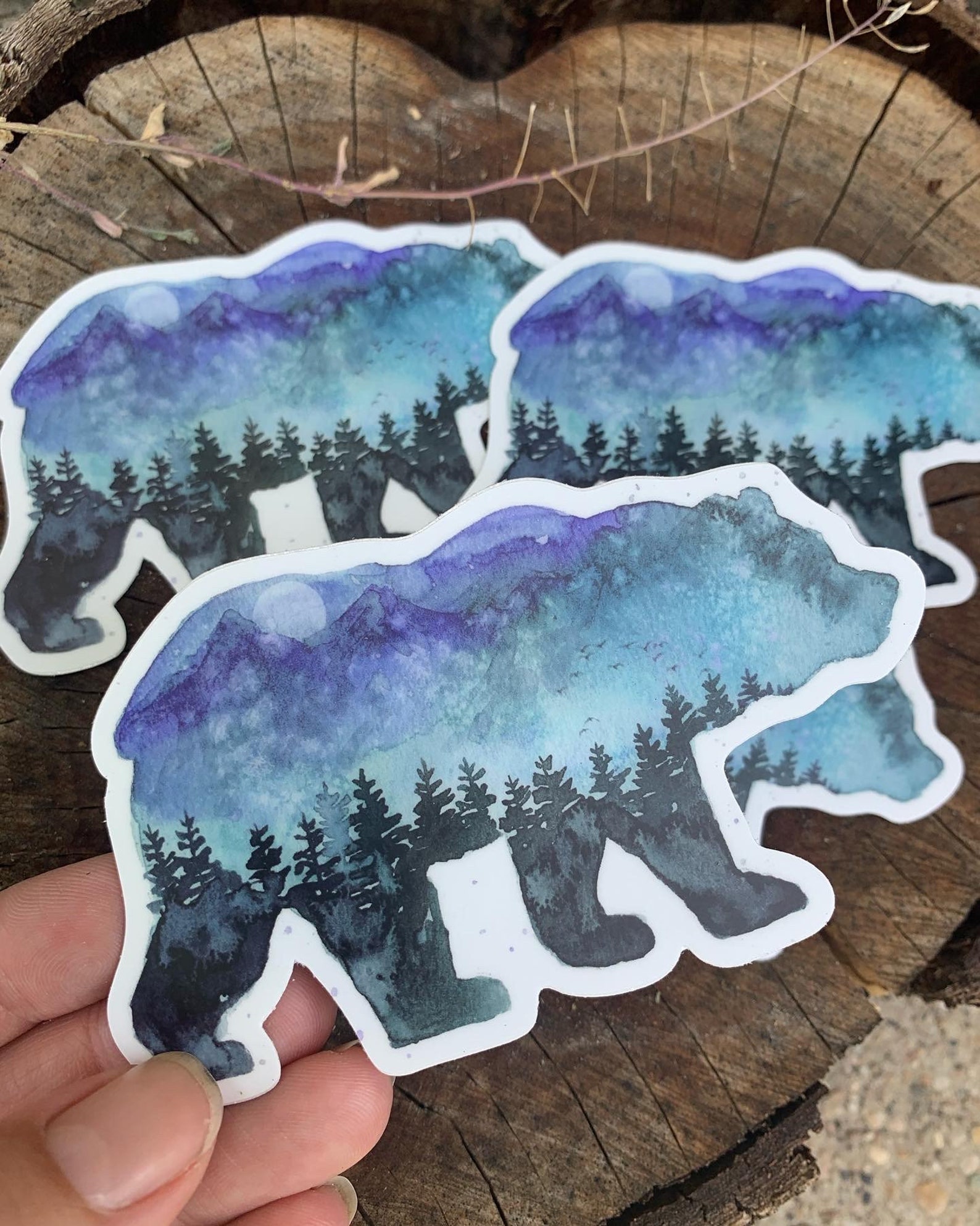 Bear Sticker Outdoor Sticker Watercolor Sticker Bear - Etsy