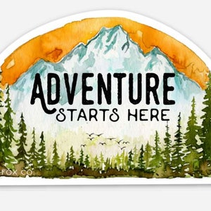 Adventure Sticker, Adventure Starts Here, Outdoors Stickers, Mountain ...