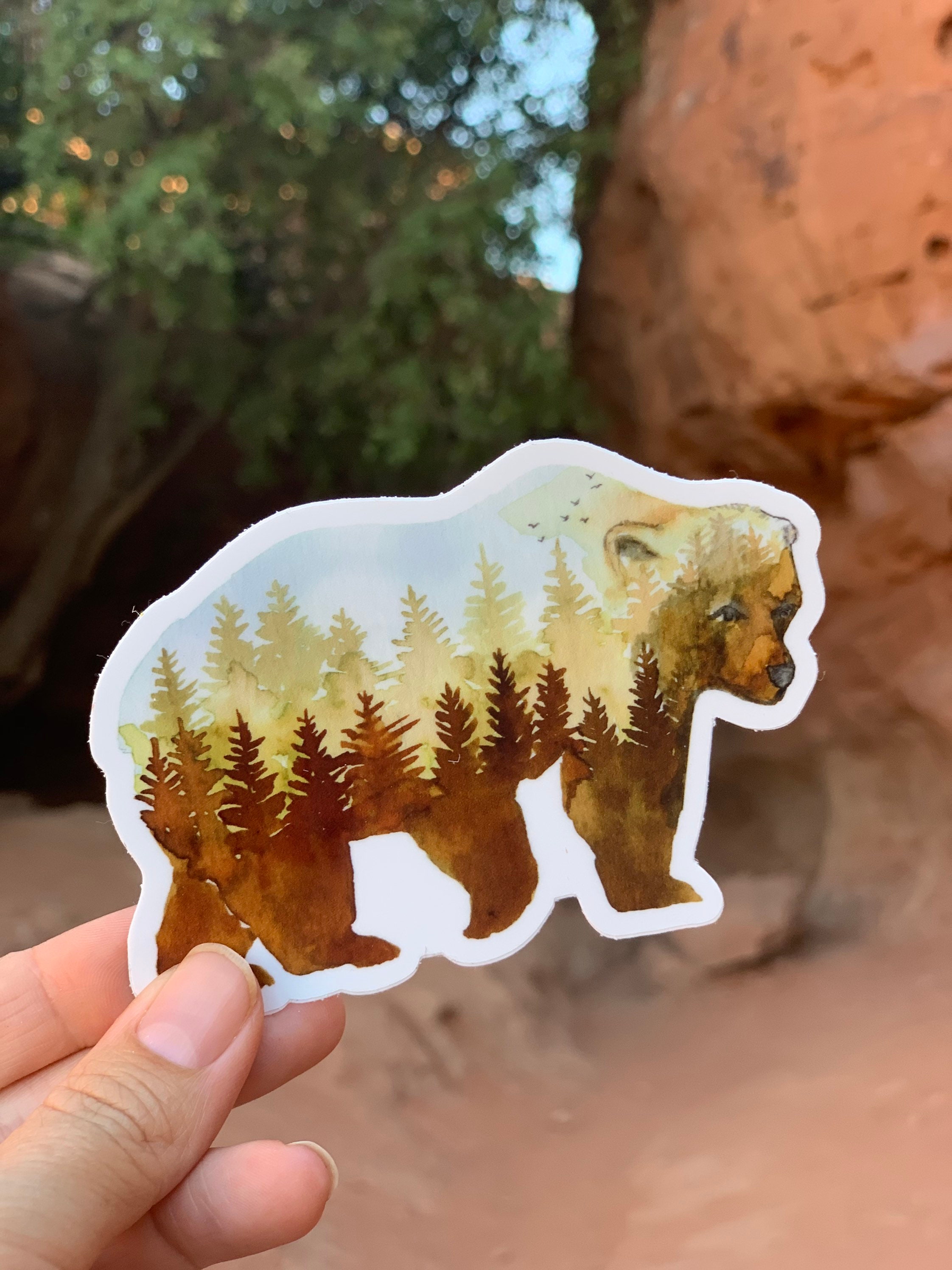Bear Sticker Animal Sticker Laptop Sticker Woodland - Etsy