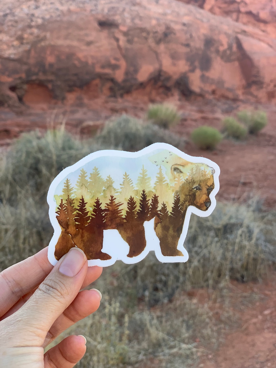 Bear Sticker, Animal Sticker, Laptop Sticker, Woodland Sticker, Forest ...
