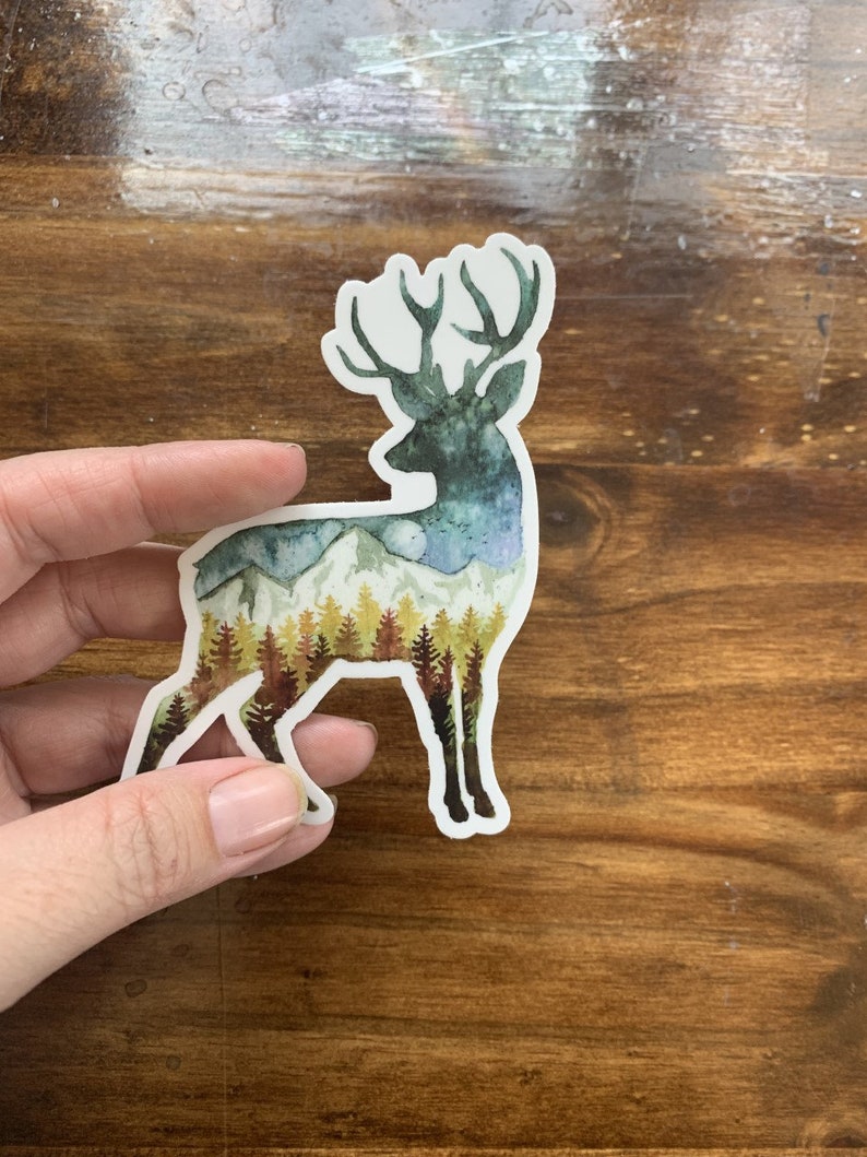 Deer Sticker, Outdoor Sticker, Adventure Sticker, Watercolor Sticker ...